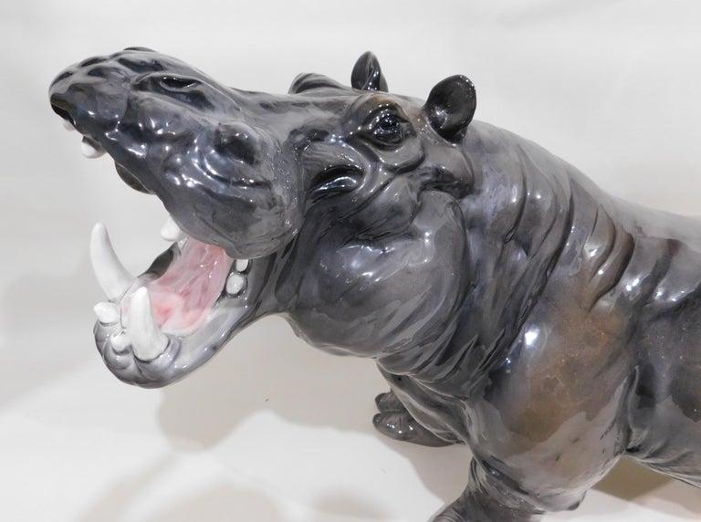 Large Ceramic Mid-Century Modern Italian Hippo at 1stDibs | ceramic ...