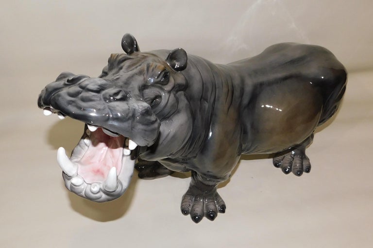 Large Ceramic Mid-Century Modern Italian Hippo at 1stDibs | ceramic ...