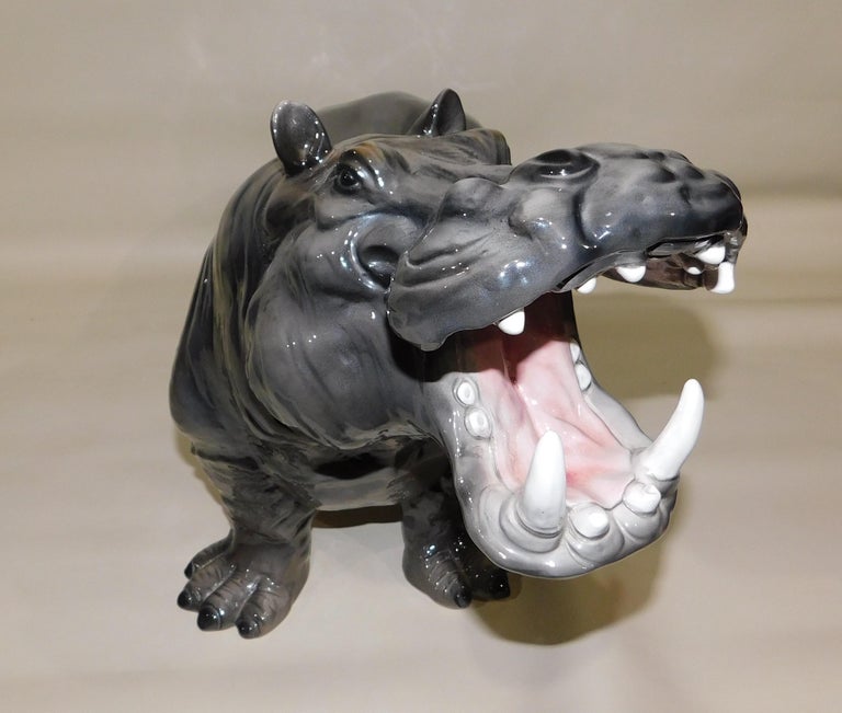 Large Ceramic Mid-Century Modern Italian Hippo at 1stDibs | ceramic ...