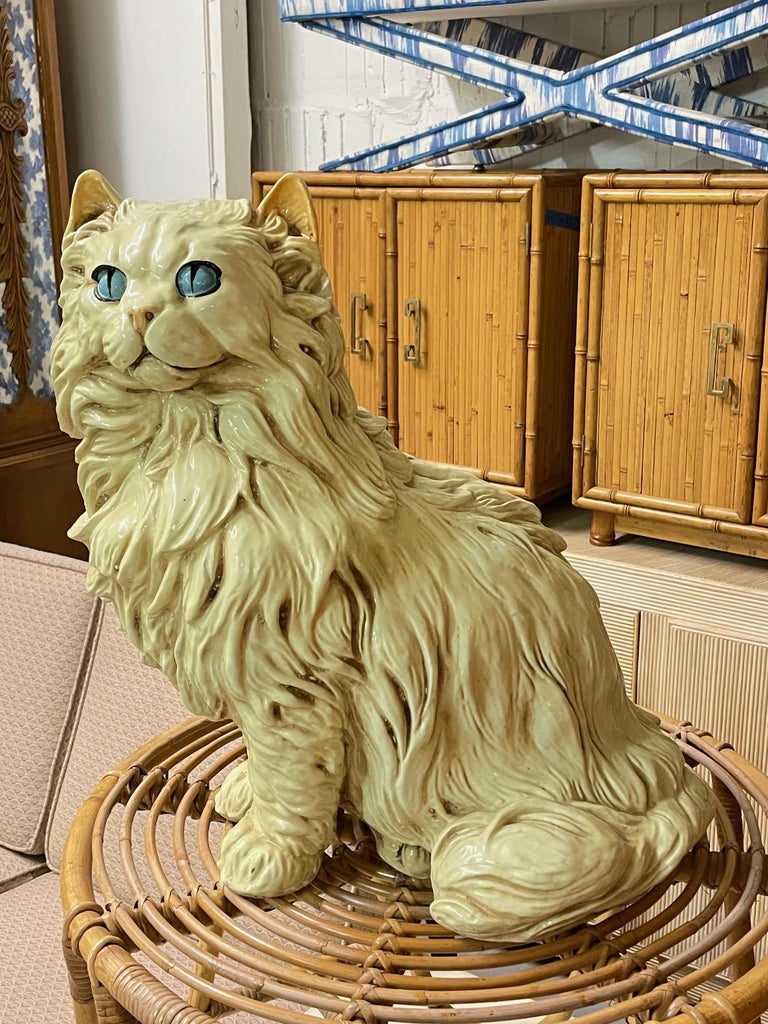 Large Ceramic Persian Cat Statue Figurine by Marwal at 1stDibs