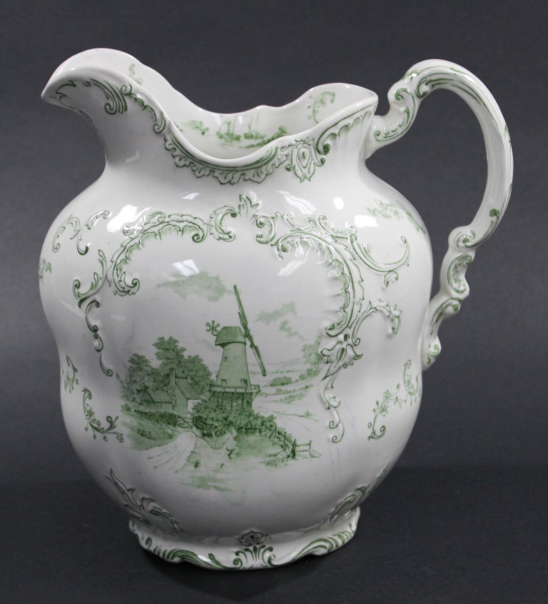 Large Ceramic Pitcher Green and White by Royal Delft England For Sale ...