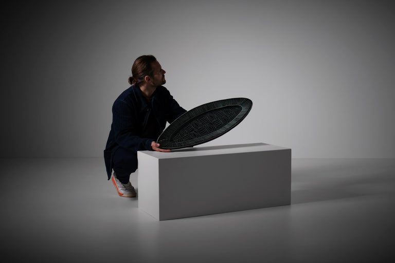 Large Ceramic Platter by Jacques Pouchain, France, 1950s at 1stDibs
