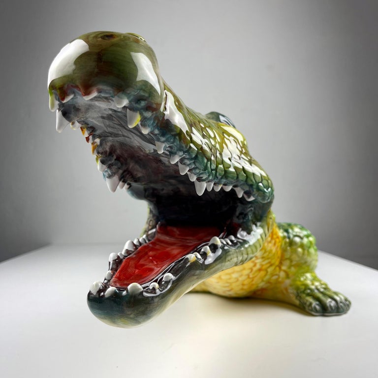 Large Ceramic Sculpture Crocodile from Bassano Italy 1980s For Sale at ...