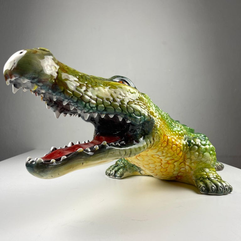 Large Ceramic Sculpture Crocodile from Bassano Italy 1980s For Sale at ...