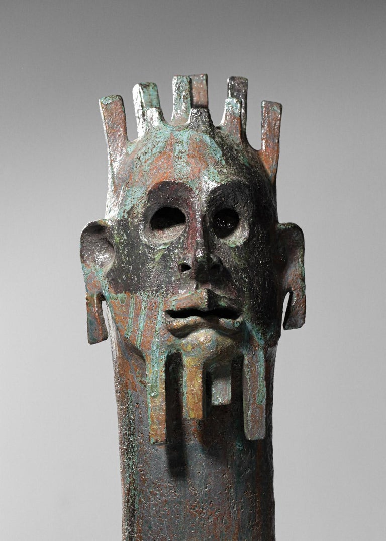 Large Ceramic Sculpture Ethnic Bust from the 70s 1974 Mask For Sale at ...