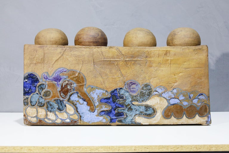 Large Ceramic Sculpture of Four Round Heads on Singular Base For Sale ...