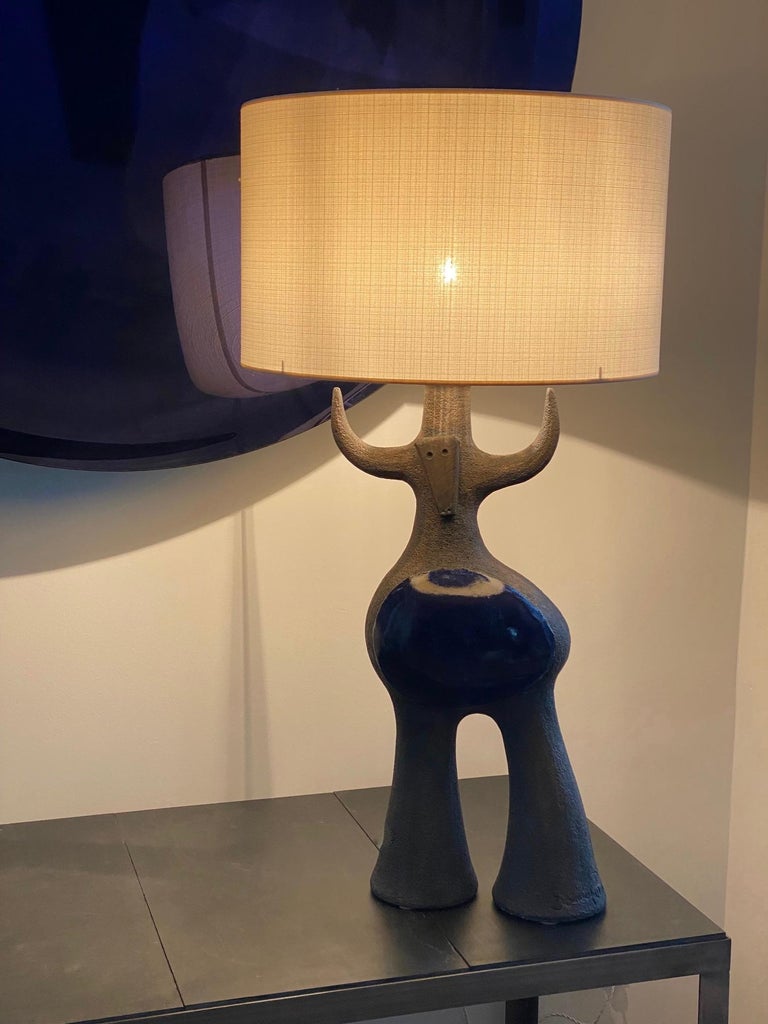 Large Ceramic Sculpture or Lamp Base "Toro" One of a Kind by Dominique ...