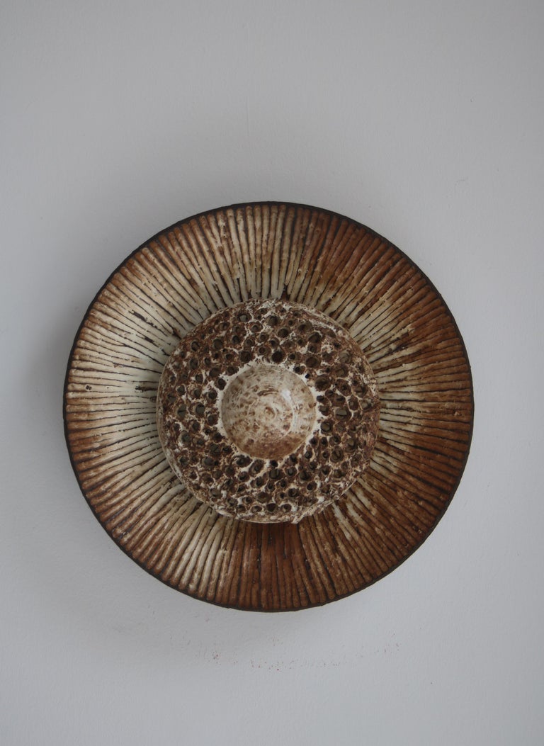 Large Ceramic "Sun" Wall Sconces Handmade by "Sejer" Denmark, 1960s ...