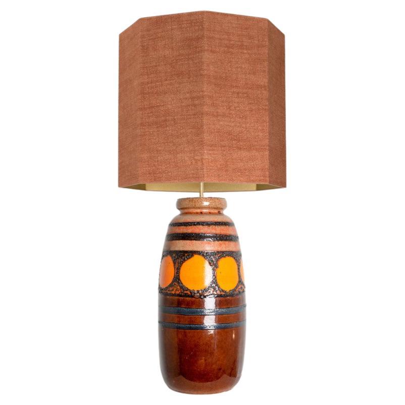 large Ceramic Table Lamp with Custom Made Lampshade by René Houben For ...