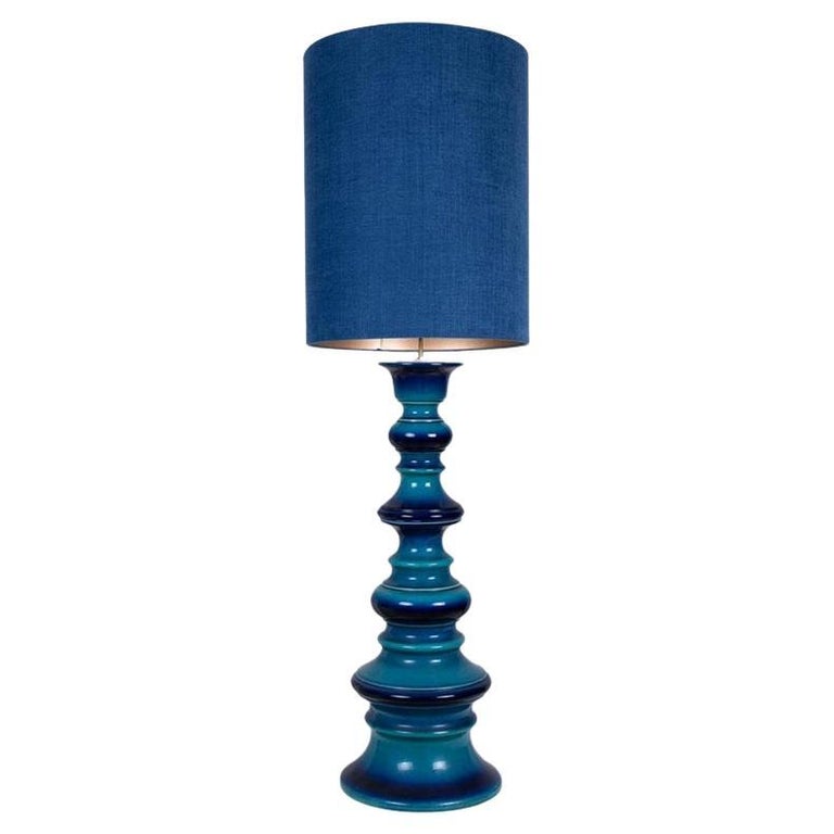 Large Ceramic Table Lamp with New Silk Custom Made Lampshade René ...