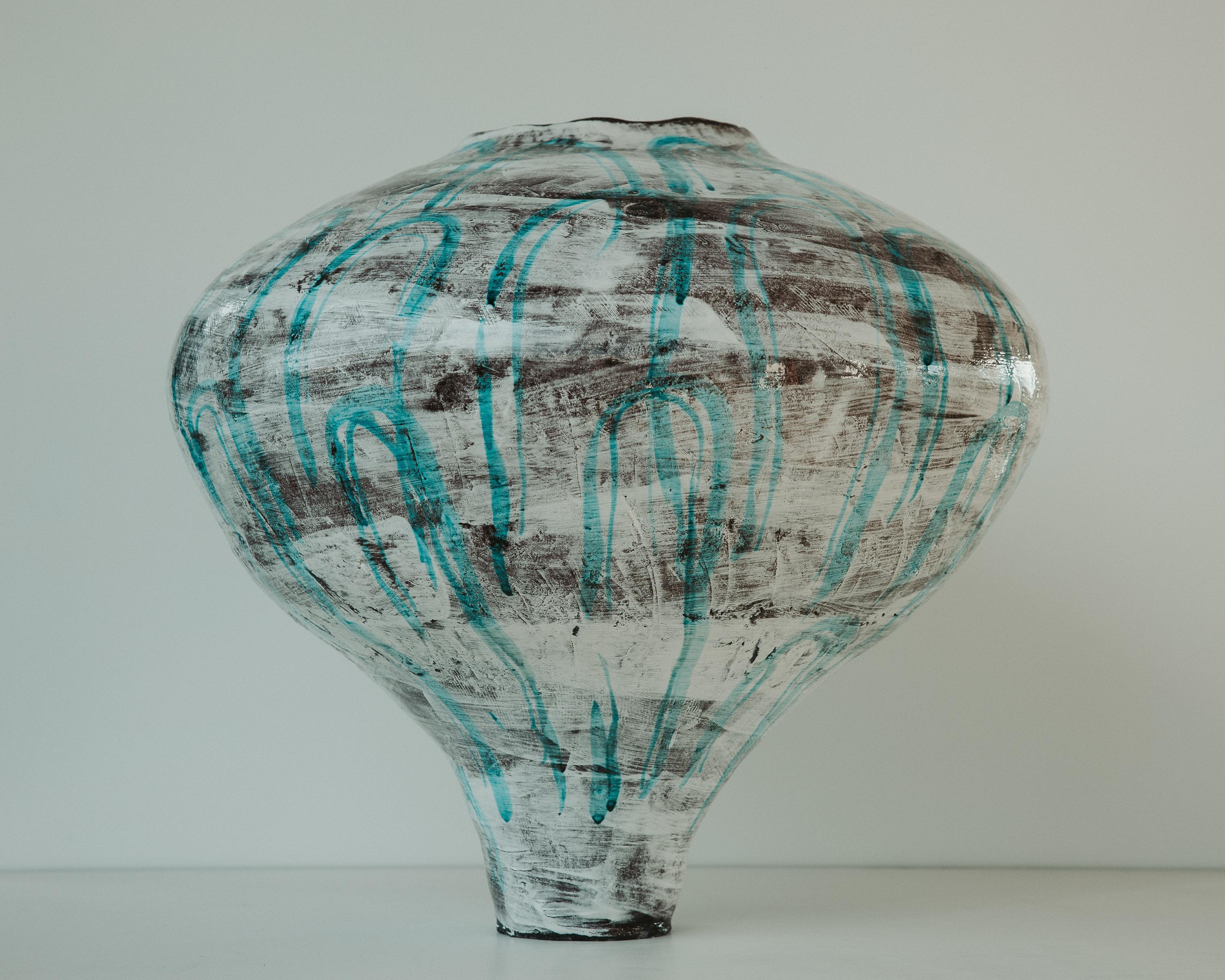 Large ceramic vase hand-built and hand-decorated Italian contemporary ...