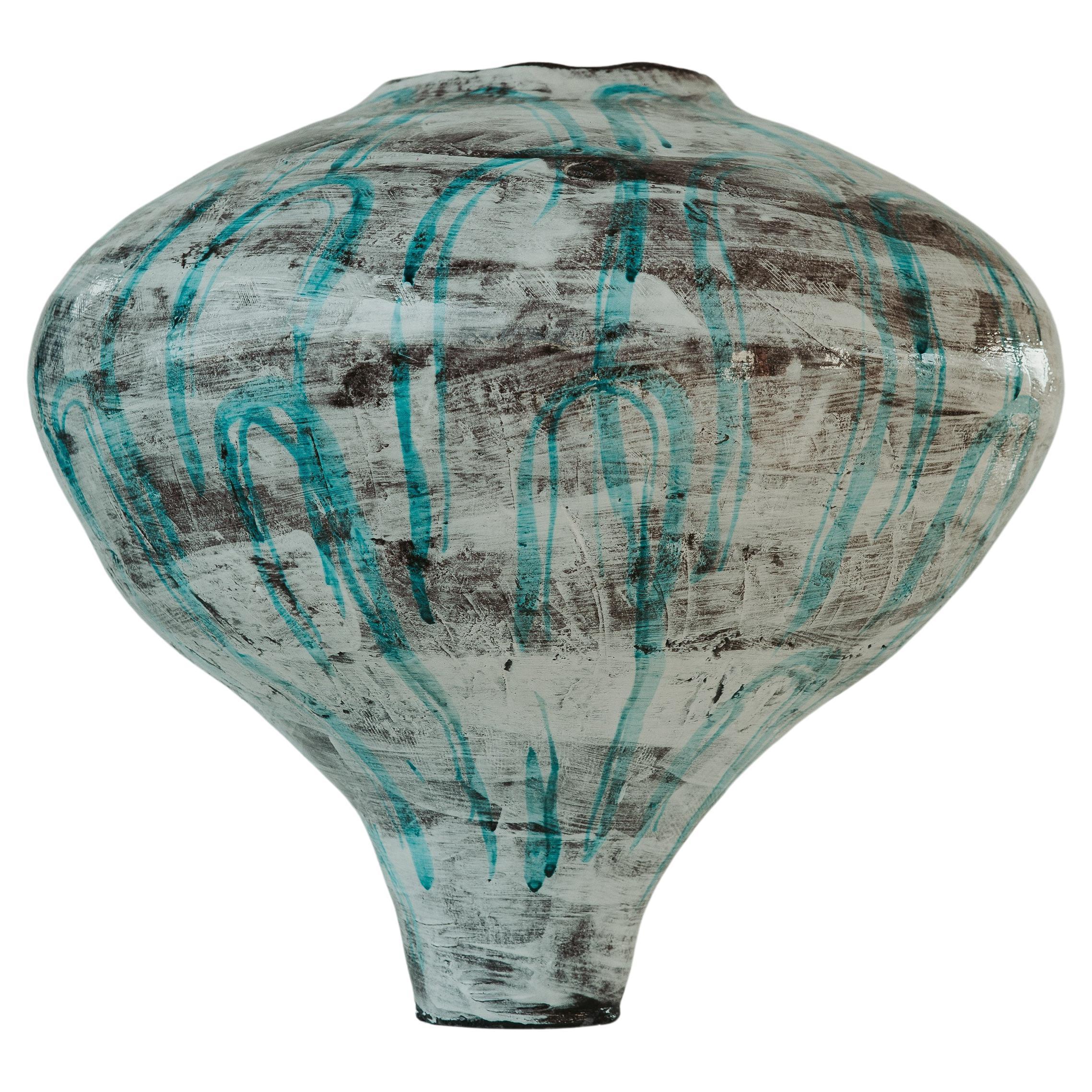 Large ceramic vase hand-built and hand-decorated Italian contemporary ...