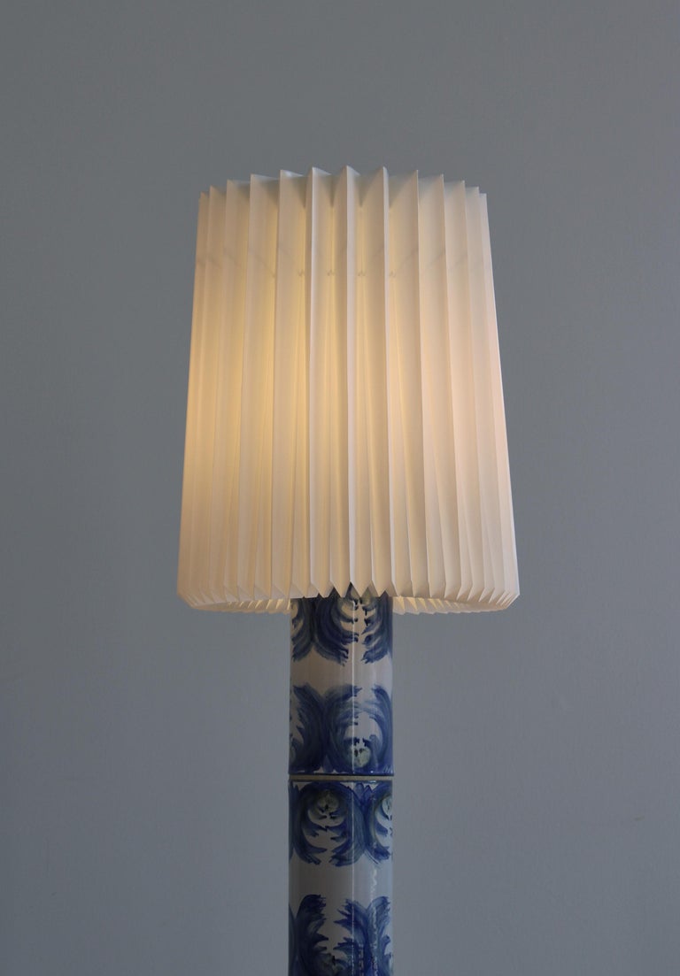 Large Ceramics Floor Lamp Hand Decorated by Viggo Kyhn, Denmark, 1960s ...