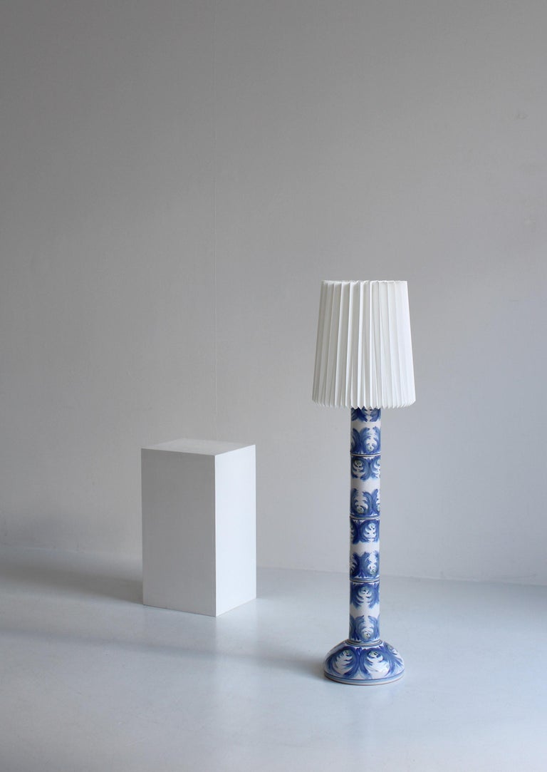 Large Ceramics Floor Lamp Hand Decorated by Viggo Kyhn, Denmark, 1960s ...