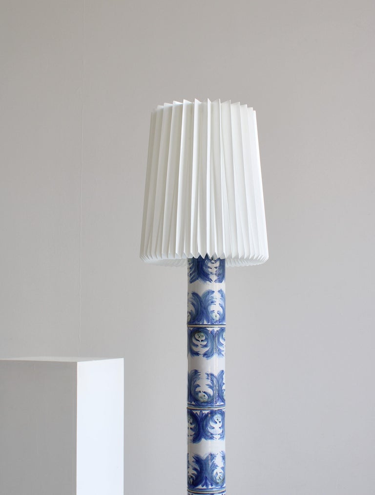 Large Ceramics Floor Lamp Hand Decorated by Viggo Kyhn, Denmark, 1960s ...