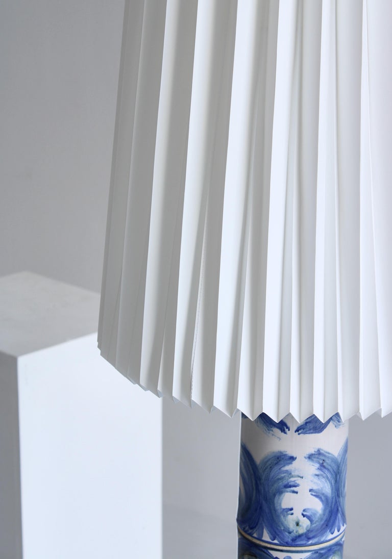 Large Ceramics Floor Lamp Hand Decorated by Viggo Kyhn, Denmark, 1960s ...