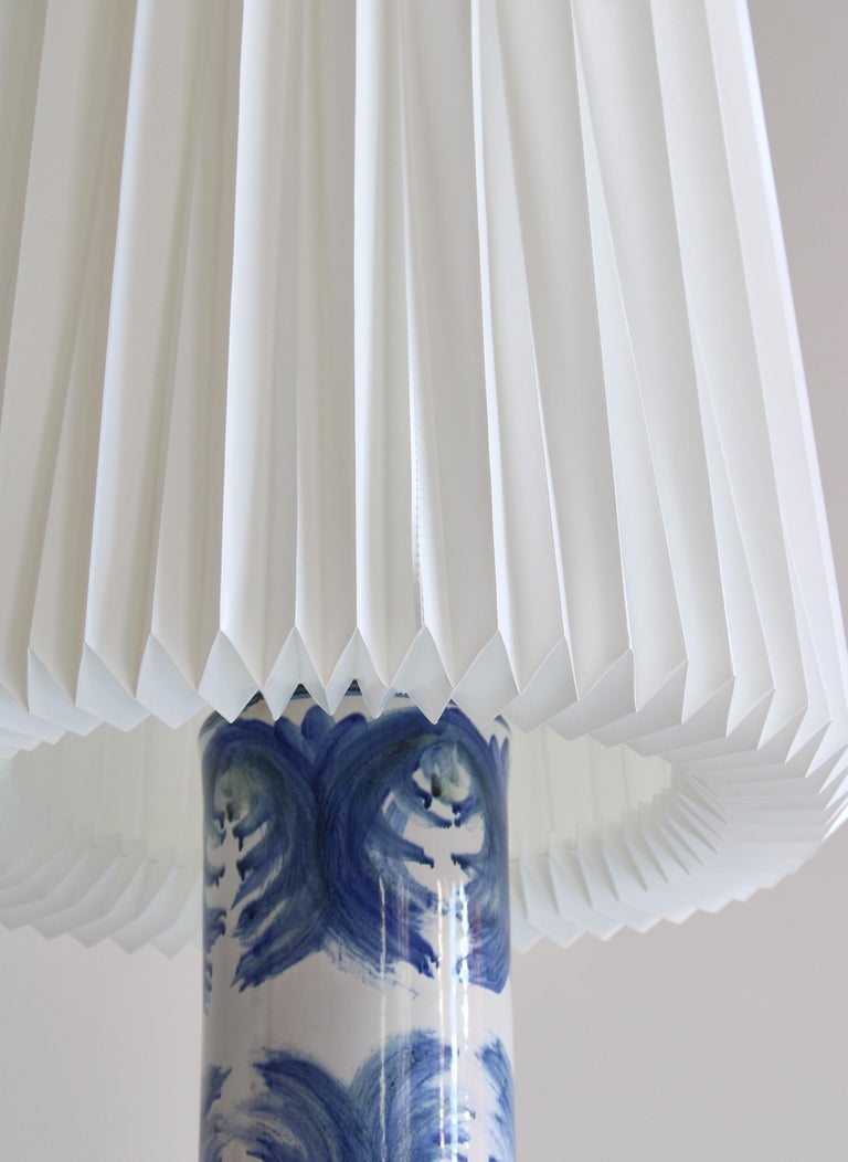 Large Ceramics Floor Lamp Hand Decorated by Viggo Kyhn, Denmark, 1960s ...