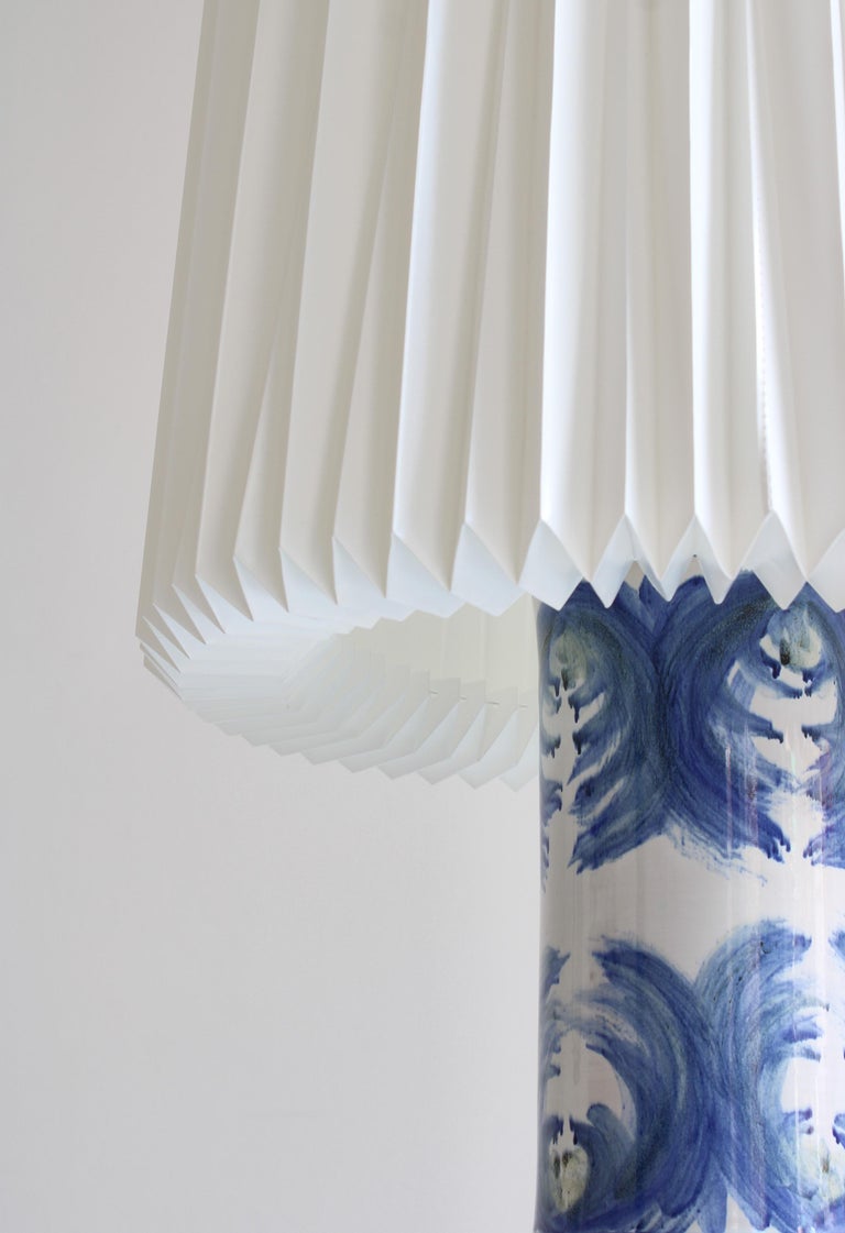 Large Ceramics Floor Lamp Hand Decorated by Viggo Kyhn, Denmark, 1960s ...