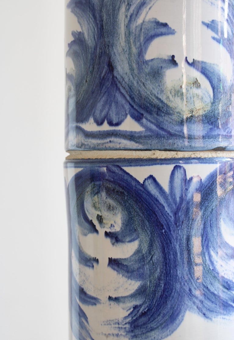 Large Ceramics Floor Lamp Hand Decorated by Viggo Kyhn, Denmark, 1960s ...