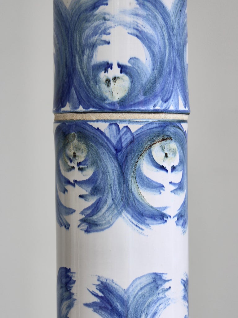 Large Ceramics Floor Lamp Hand Decorated by Viggo Kyhn, Denmark, 1960s ...
