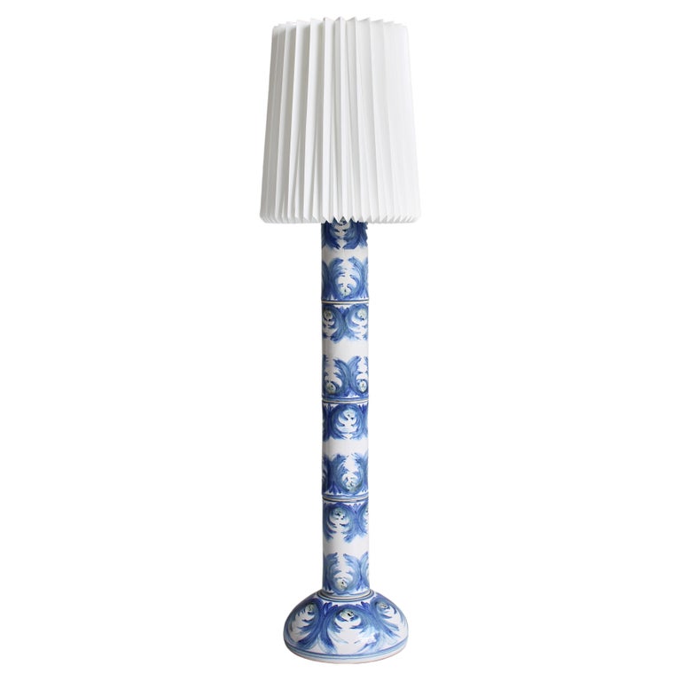 Large Ceramics Floor Lamp Hand Decorated by Viggo Kyhn, Denmark, 1960s ...