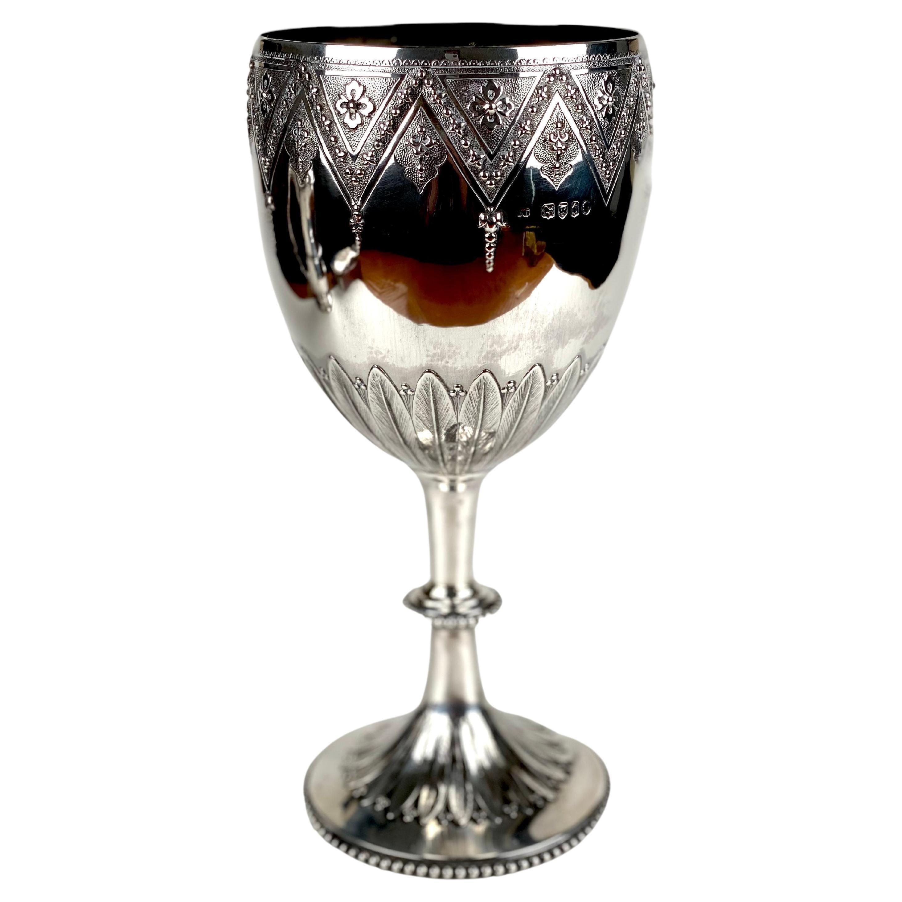 Large Ceremonial Solid Silver Wine Chalice London 1874 For Sale at 1stDibs