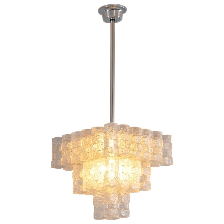 Large Chandelier with Frosted Glass Cubes For Sale at 1stDibs