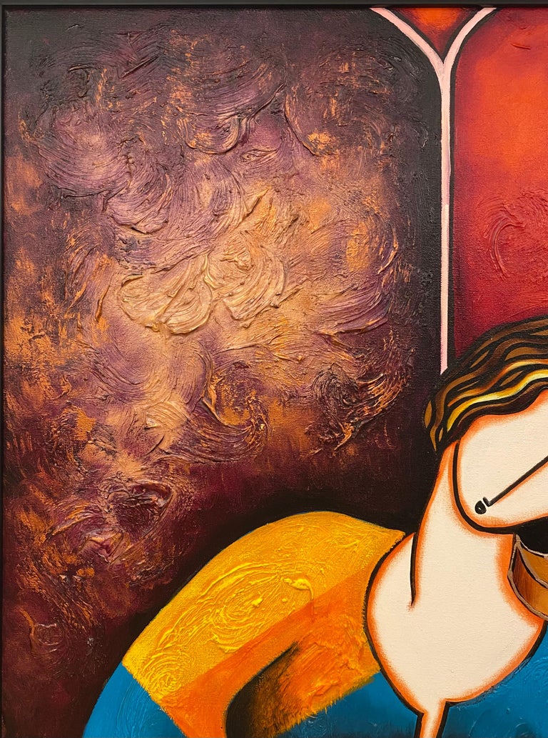 Large Charles Lee Oil on Canvas Painting "Music for Two" Certified For ...