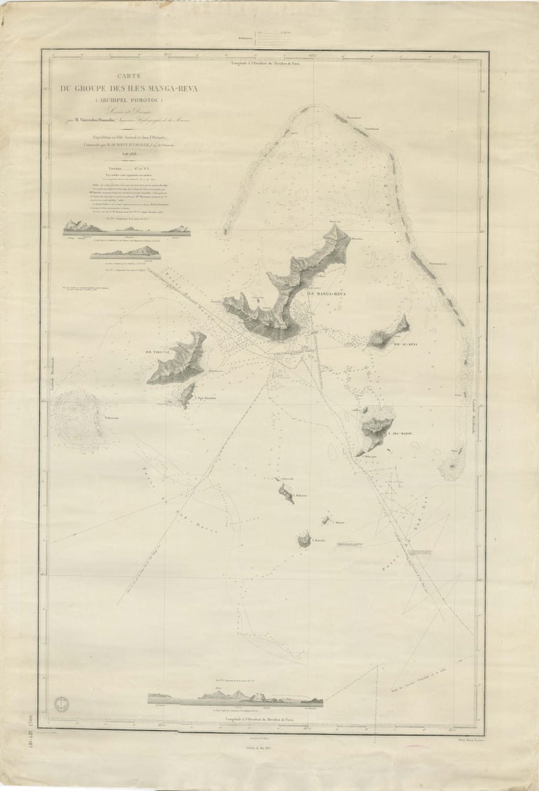 Large Chart of the Gambier Islands, Tuamotu Archipelago, French ...