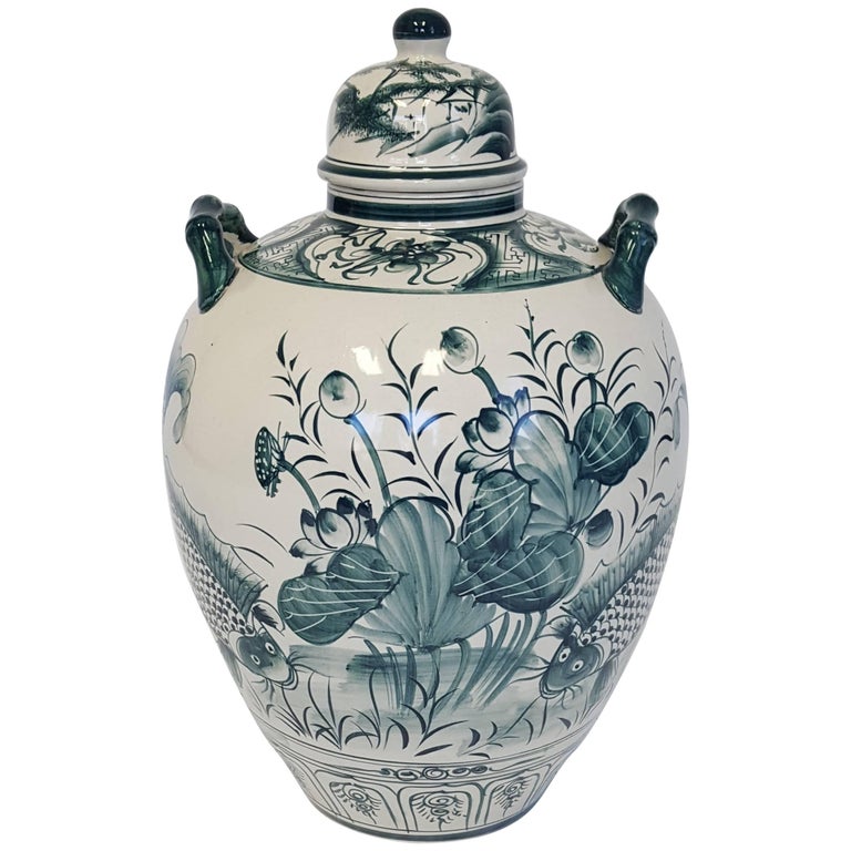 Large Chelsea House Hand-Painted Chinoiserie Porcelain Urn For Sale at ...
