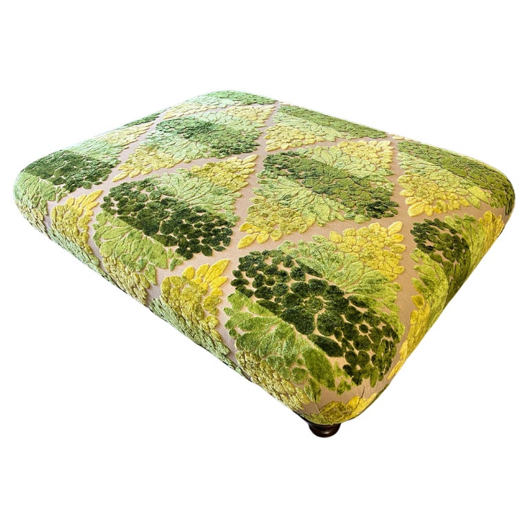 Large Chenille Framed Floral Pattern Ottoman For Sale at 1stDibs