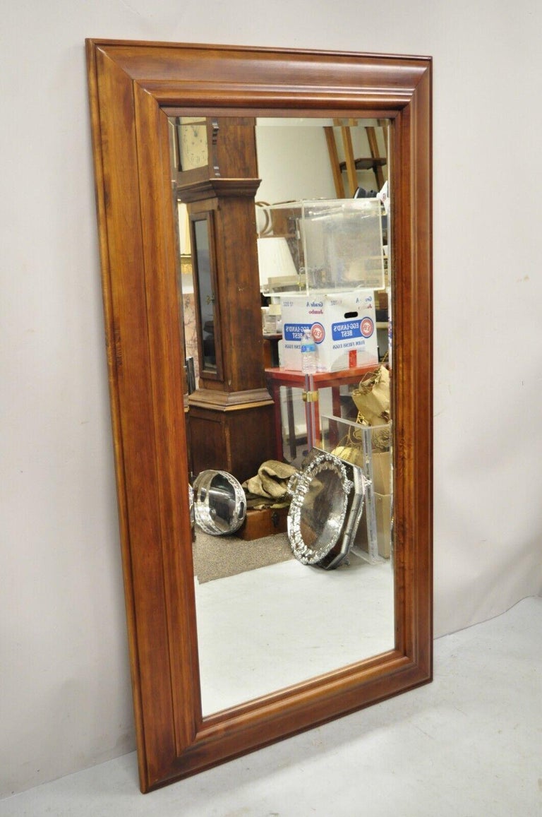 Large Cherry Wood Frame Beveled Glass Standing Dressing Hall Mirror For ...