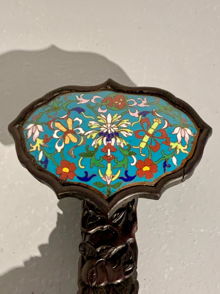 Large Chinese Carved Hardwood and Cloisonne Ruyi Scepter, circa 1920 ...
