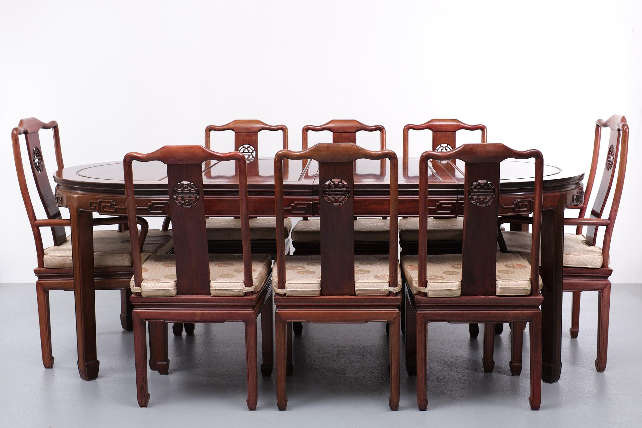 Large Chinese Dining Set 8 Chairs 1960s For Sale at 1stDibs