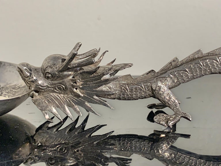 Large Chinese Export Silver Dragon Spoon by Tuck Chang, Early 20th ...