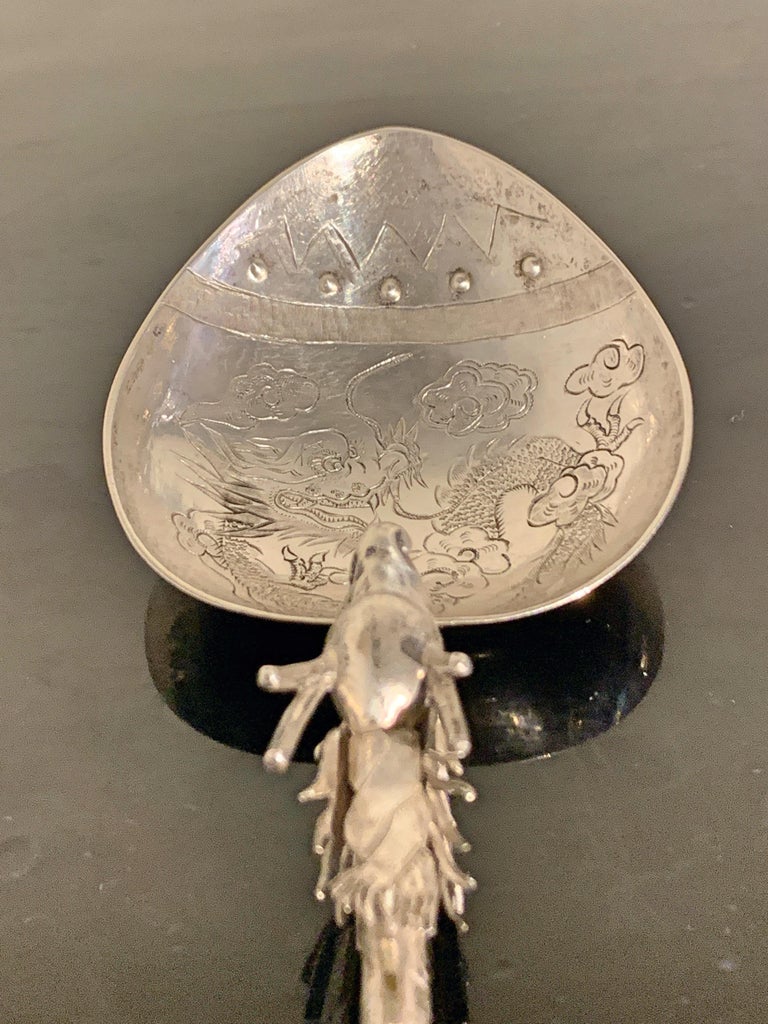 Large Chinese Export Silver Dragon Spoon by Tuck Chang, Early 20th ...