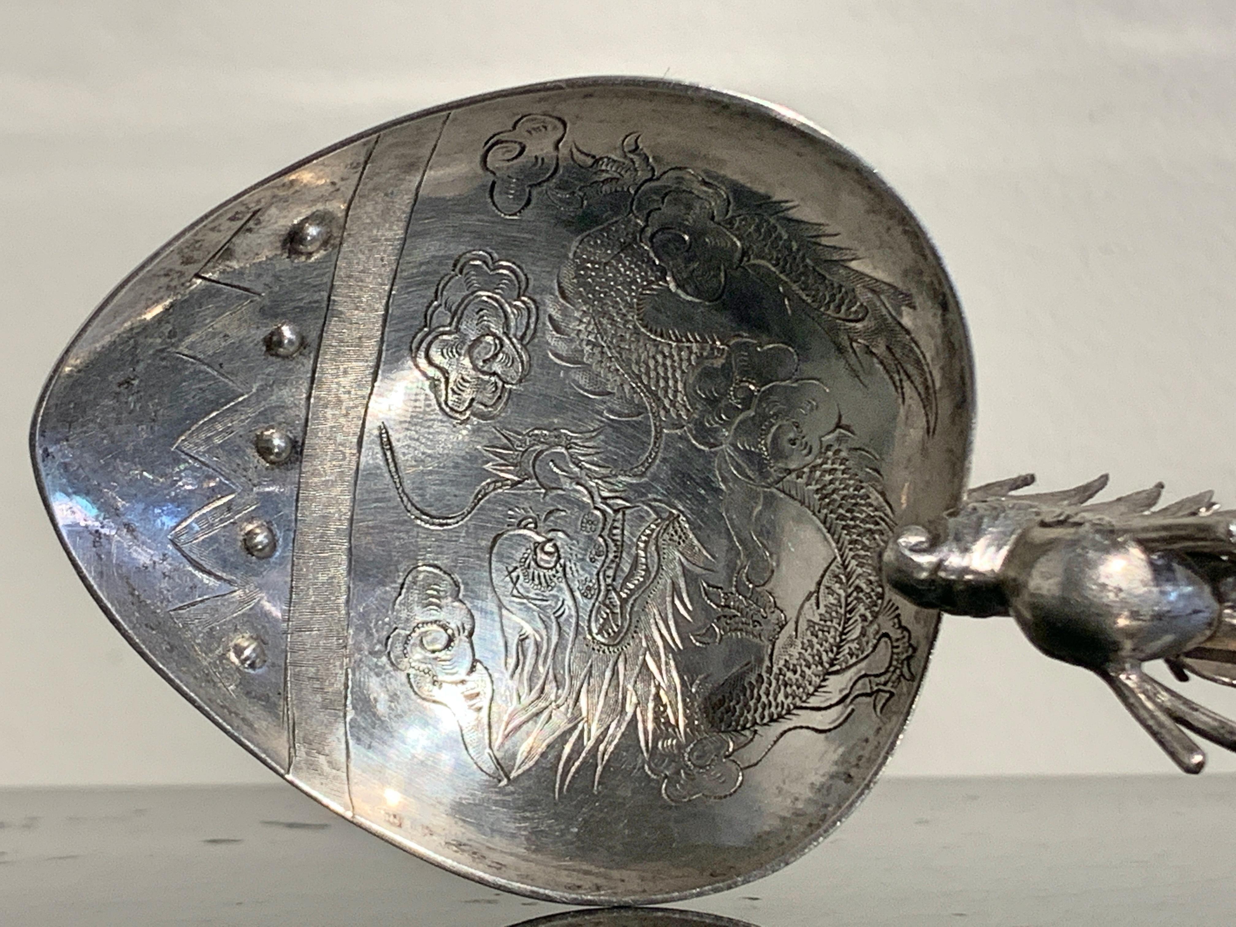 Large Chinese Export Silver Dragon Spoon by Tuck Chang, Early 20th ...