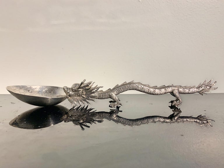 Large Chinese Export Silver Dragon Spoon by Tuck Chang, Early 20th ...