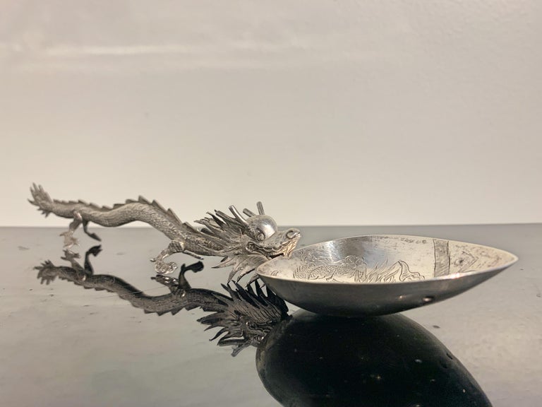 Large Chinese Export Silver Dragon Spoon by Tuck Chang, Early 20th ...