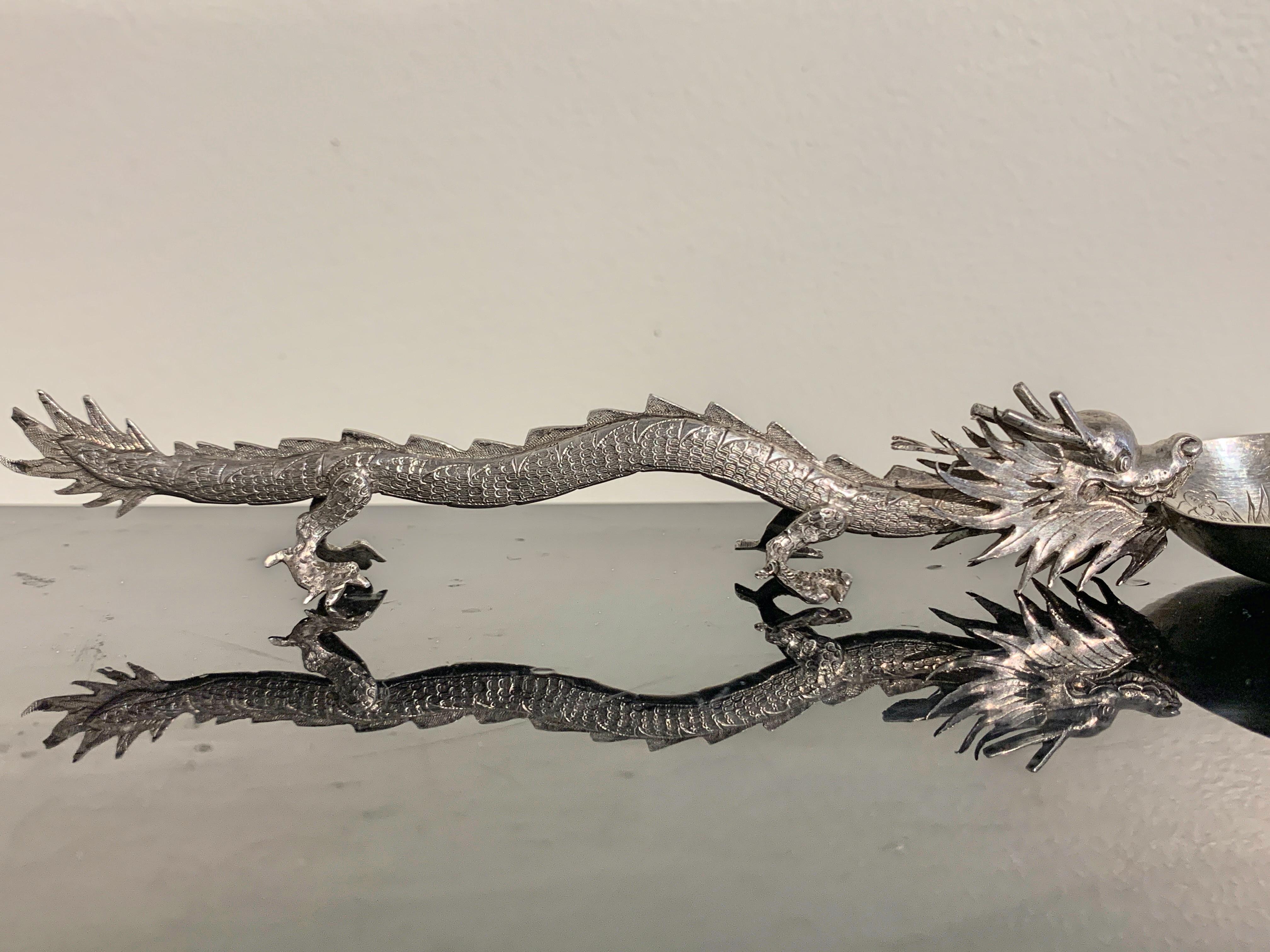 Large Chinese Export Silver Dragon Spoon by Tuck Chang, Early 20th ...