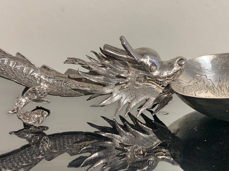 Large Chinese Export Silver Dragon Spoon by Tuck Chang, Early 20th ...