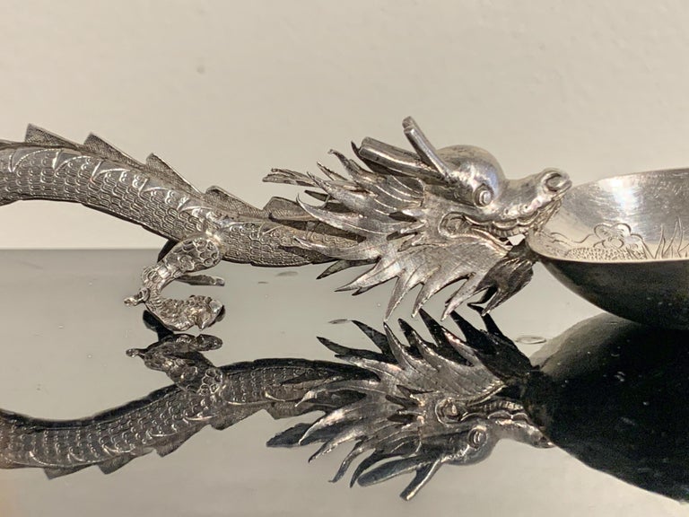 Large Chinese Export Silver Dragon Spoon by Tuck Chang, Early 20th ...