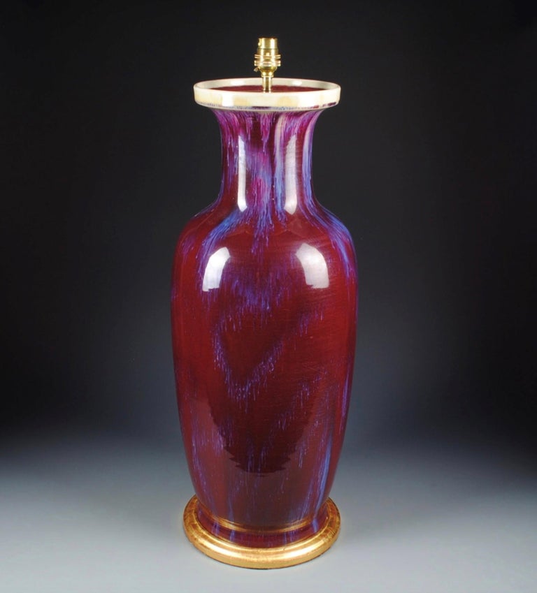 Large Chinese Flambé Table Lamp For Sale at 1stDibs