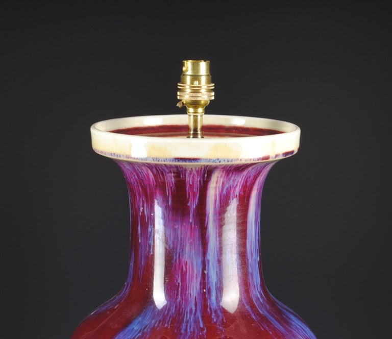Large Chinese Flambé Table Lamp For Sale at 1stDibs