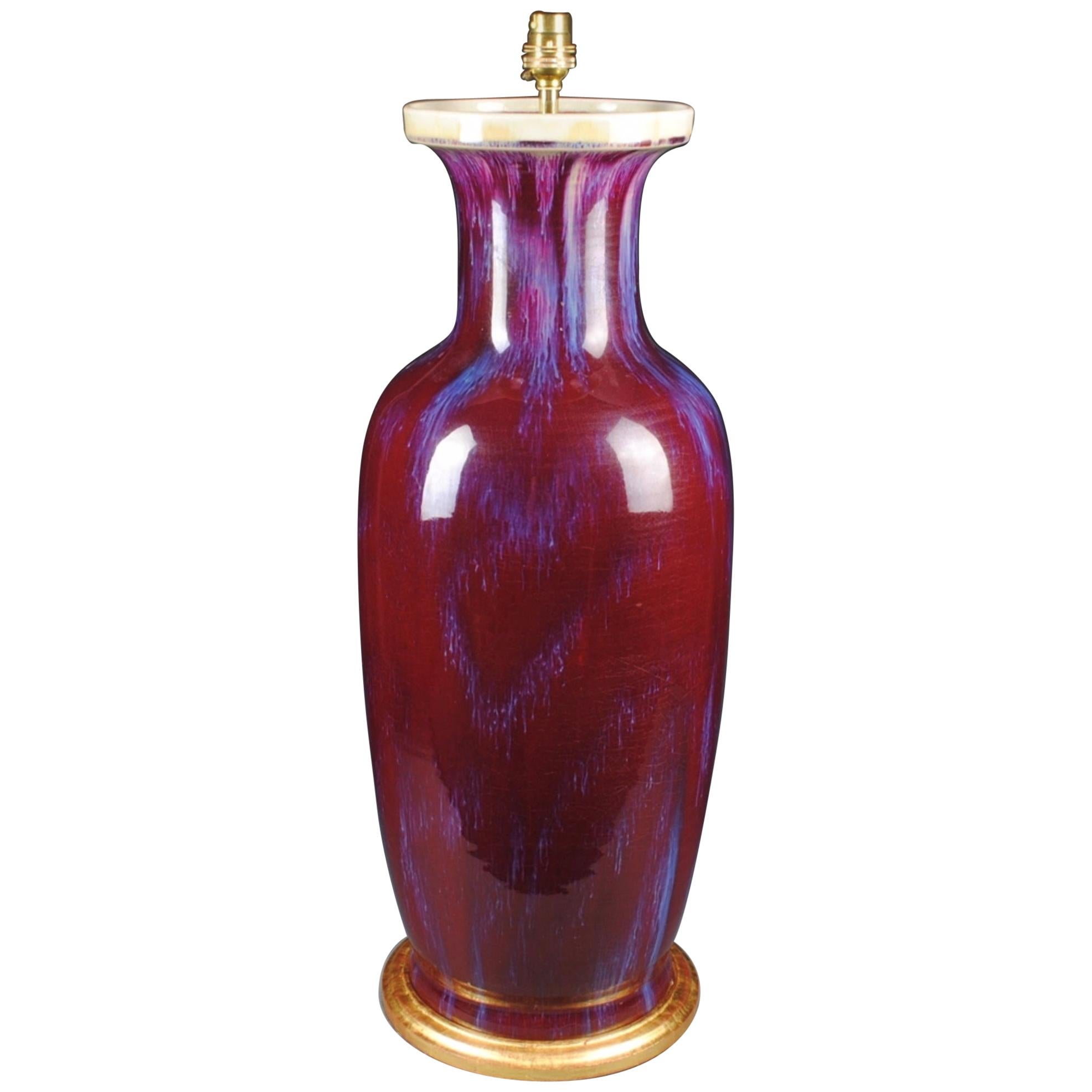 Chinese Flambé Glazed Table Lamp For Sale at 1stDibs
