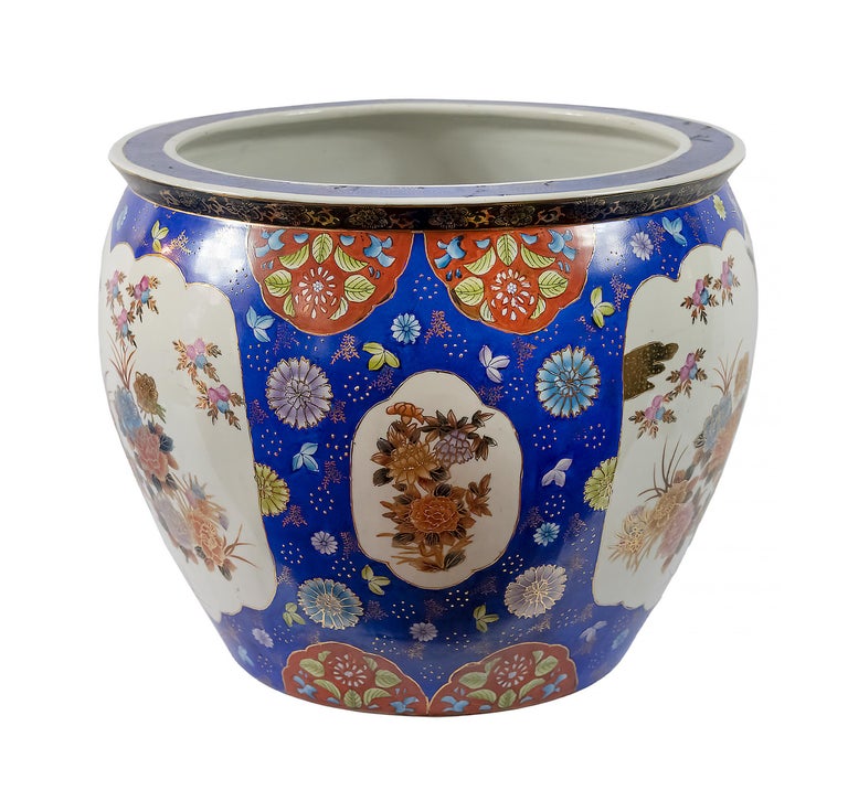 Large Chinese Handmade Ceramic Planter Pot Fish Basin For Sale at 1stDibs