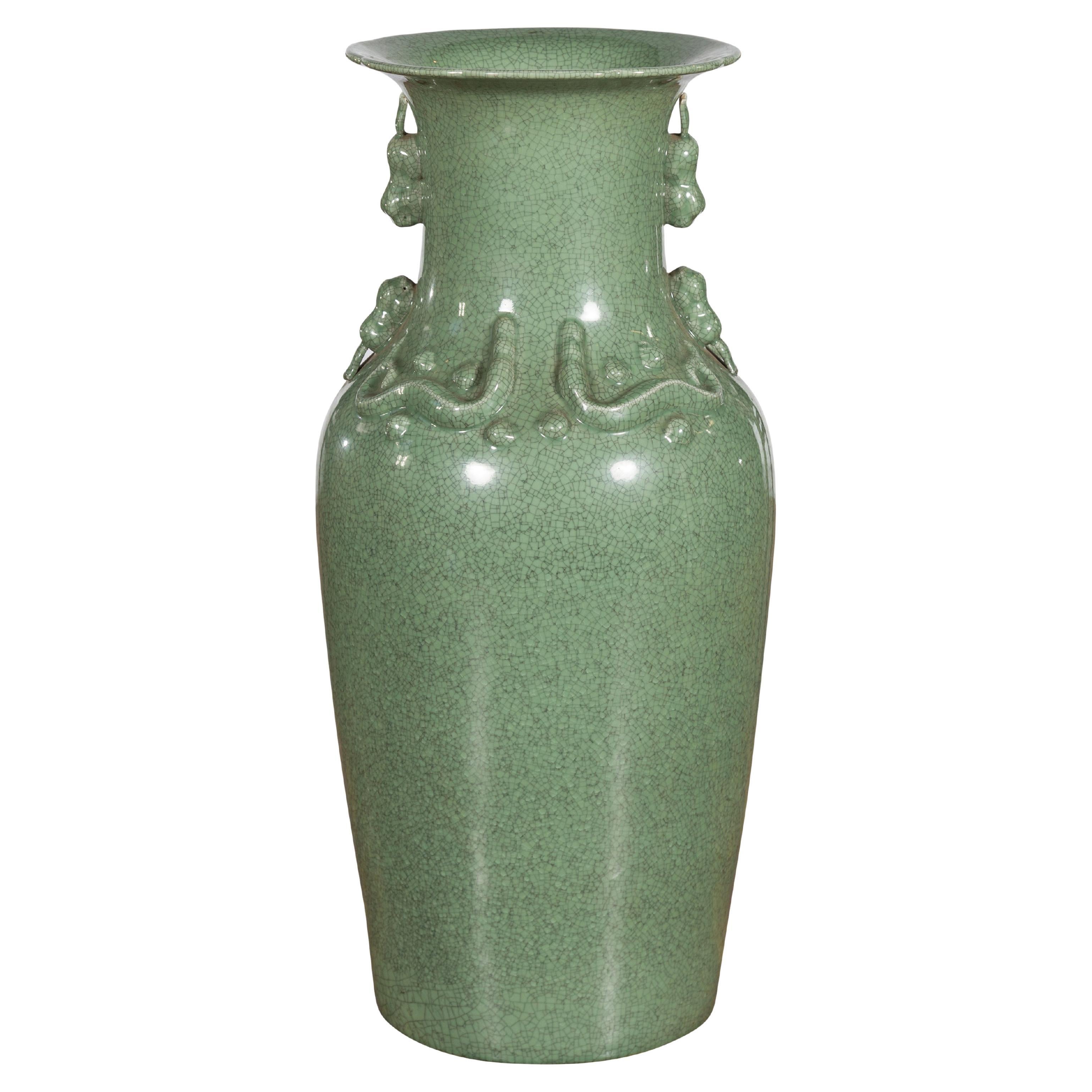 Louis XVI Ormolu-Mounted Chinese Celadon Crackle Vases with Dolphin ...