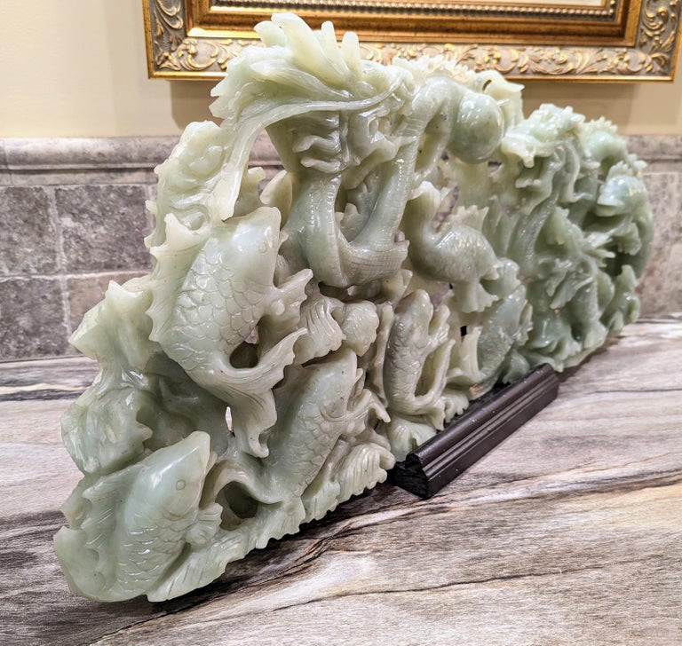 Large Chinese Nephrite Jade Stone Sculpture Hand Carved Fine Art ...