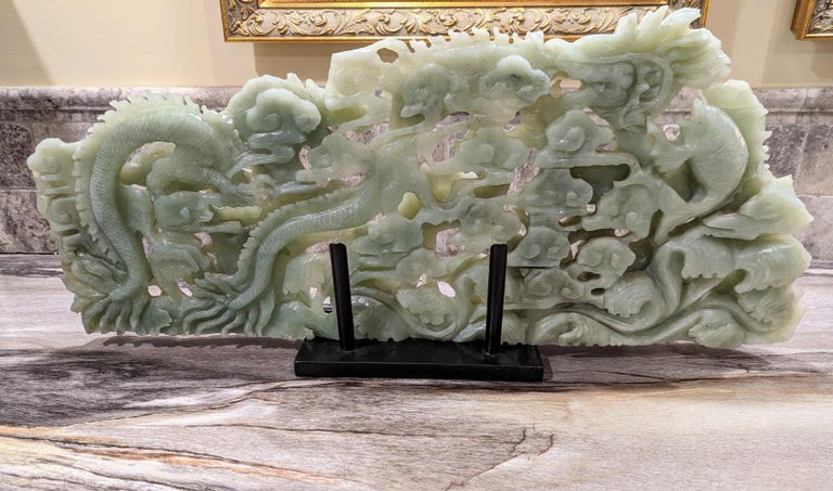Large Chinese Nephrite Jade Stone Sculpture Hand Carved Fine Art ...