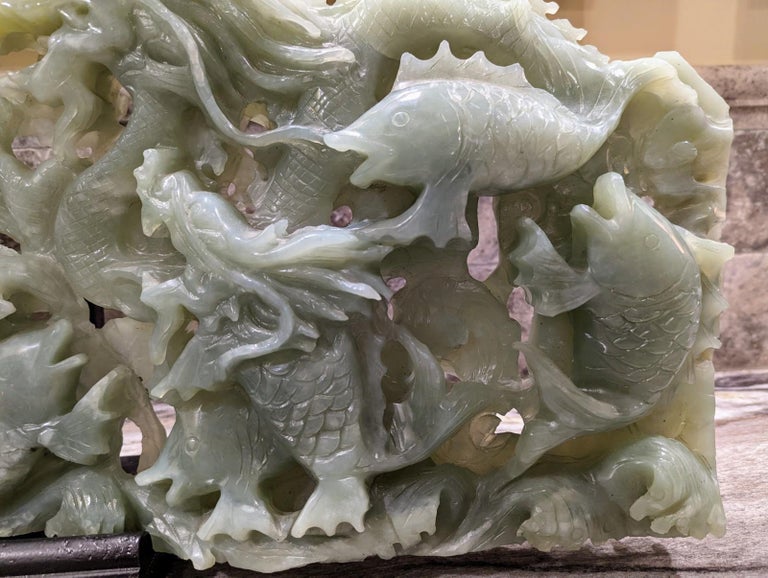 Large Chinese Nephrite Jade Stone Sculpture Hand Carved Fine Art ...